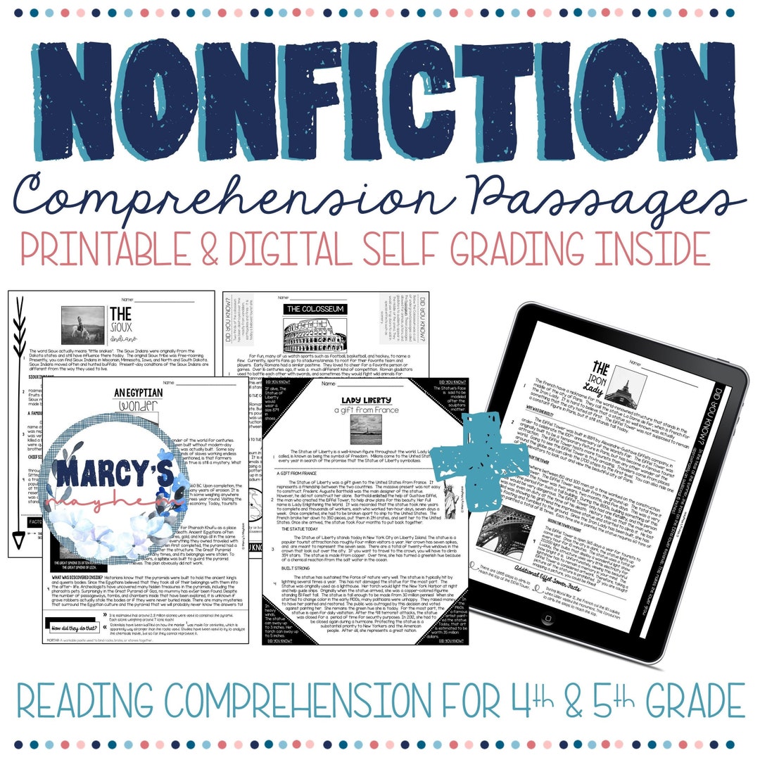 Nonfiction Reading Passages With Comprehension Questions 4th, 5th Grade ...