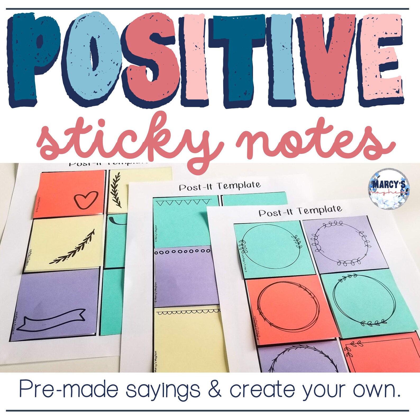 Sticky Notes Personalized Template for Students - Growth Mindset ...