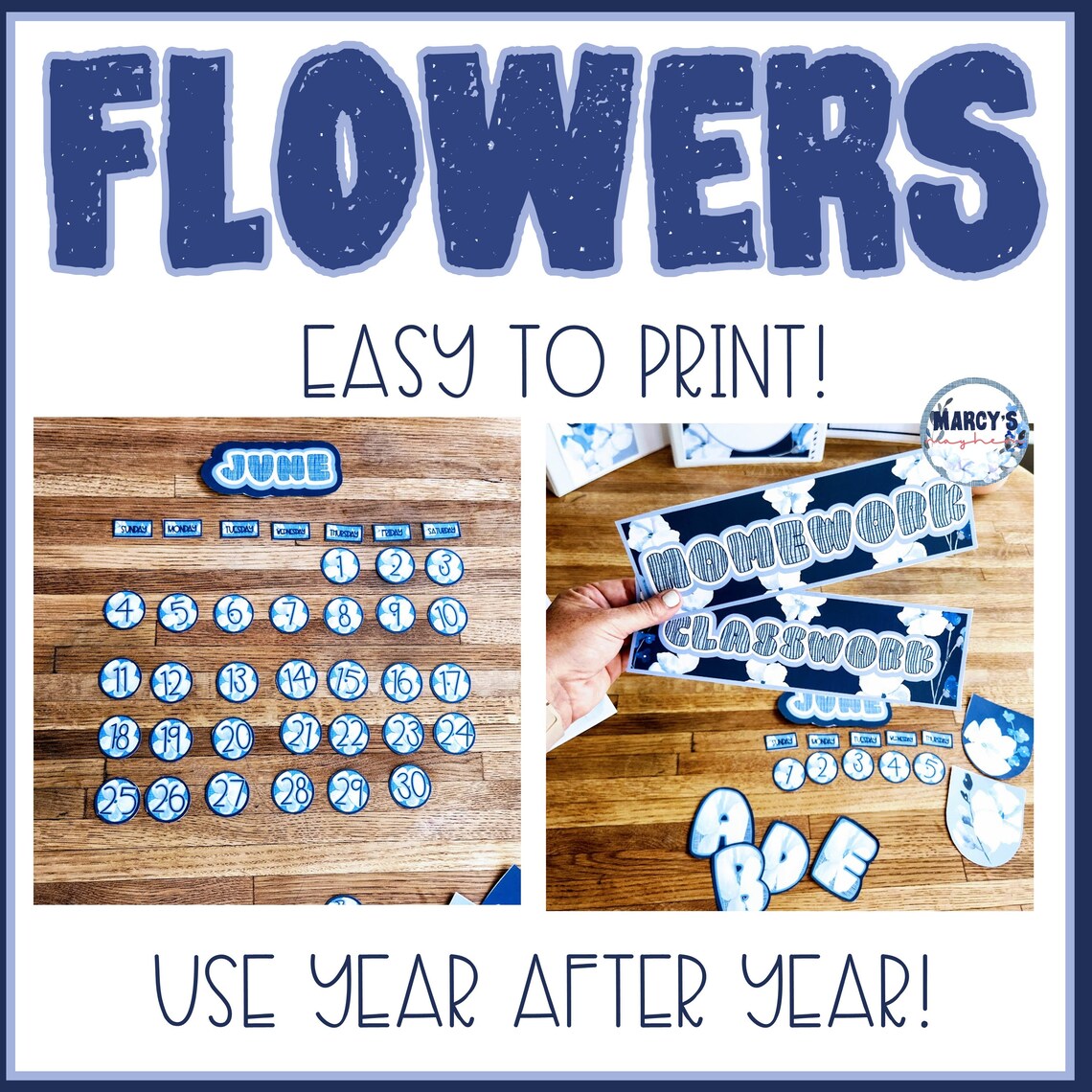 Pretty Blue and Navy Calm Classroom Decor With Calendar: Modern ...