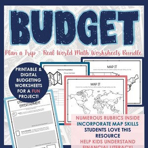 Plan a Trip Budgeting Worksheets Activity Project Money Financial ...