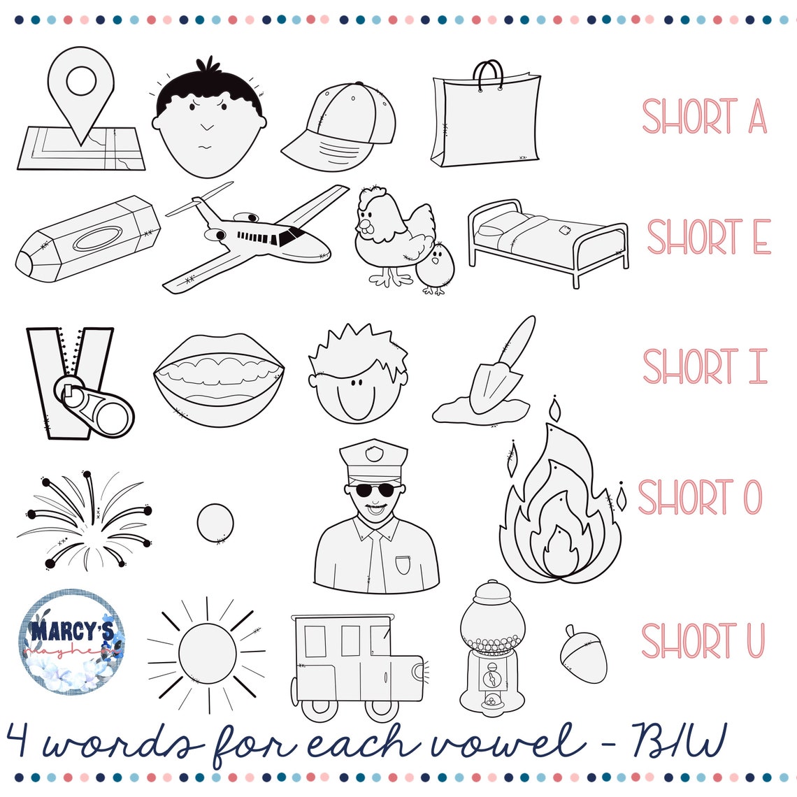 PHONICS Clipart Consonants & Short Vowel Sounds Phonics | Etsy