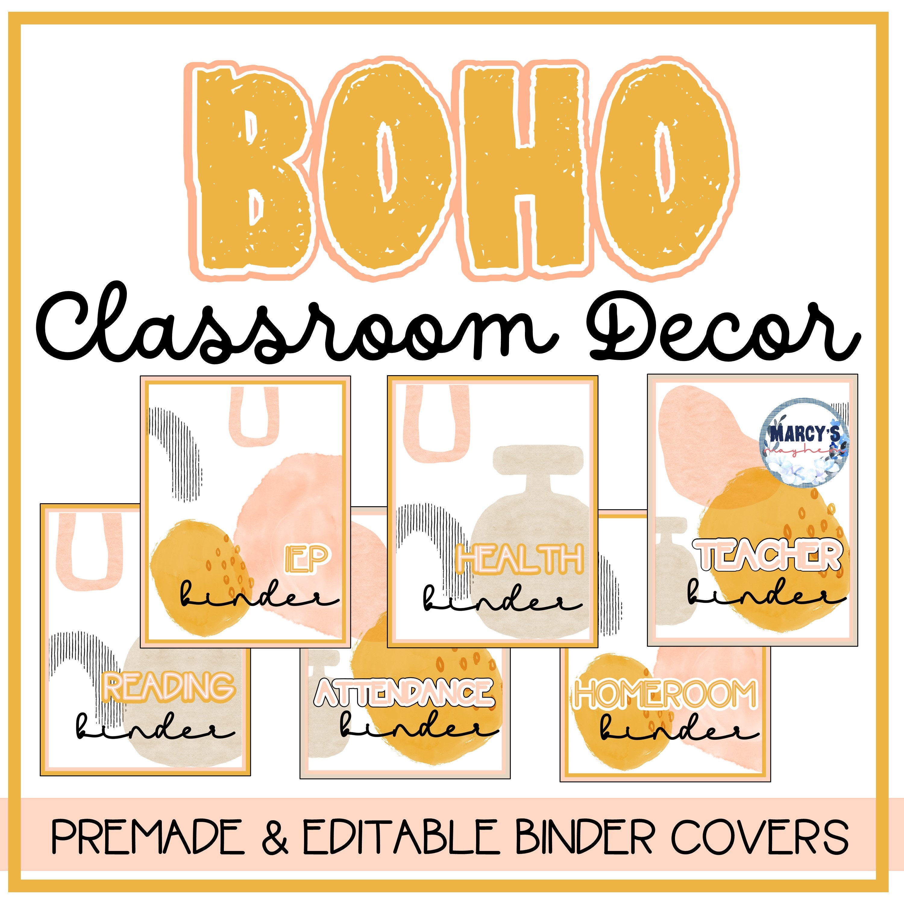 Modern Calm Colors BOHO Classroom Décor, Neutral Editable Binder Covers ...