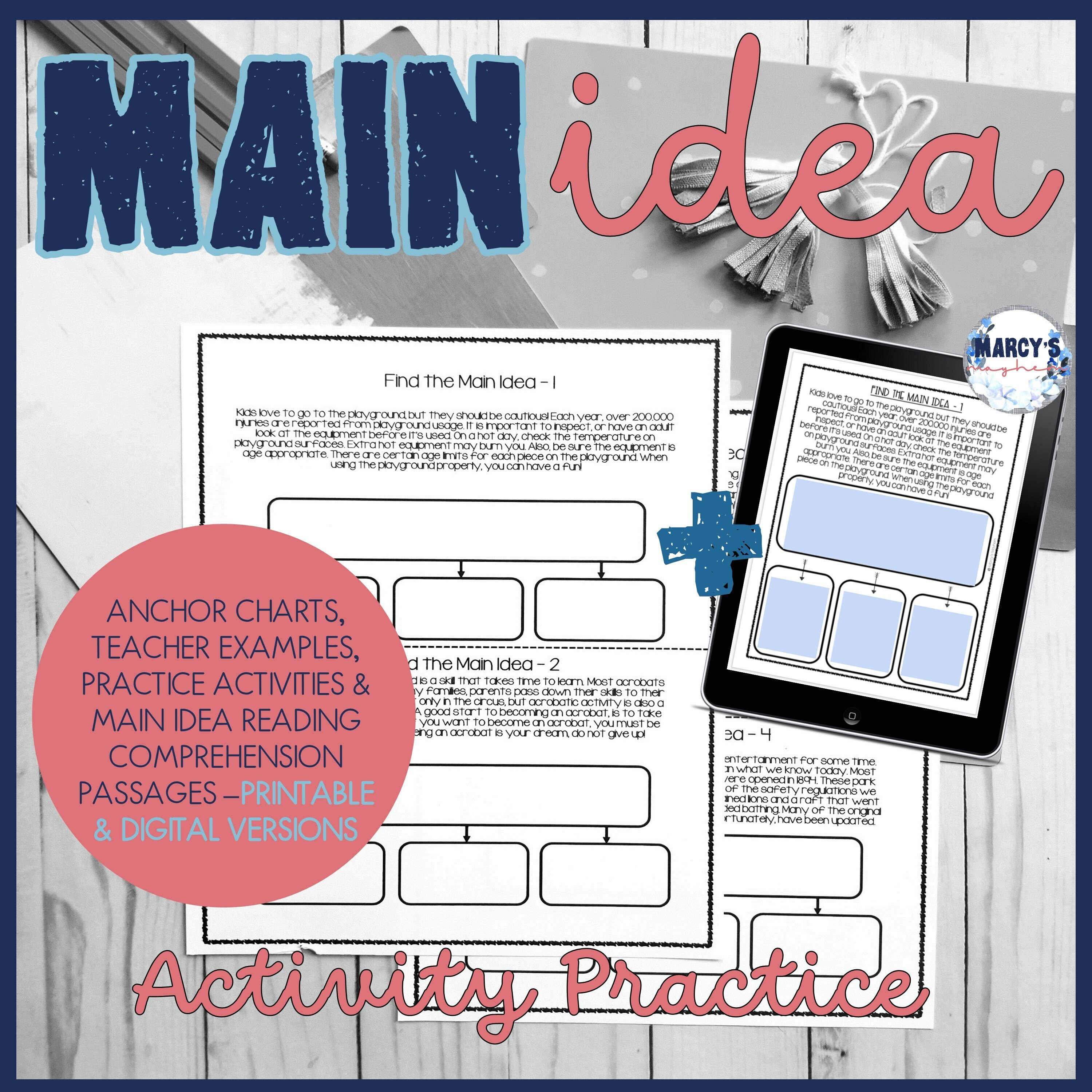 Main Idea and Key Details Activity With Reading Comprehension ...