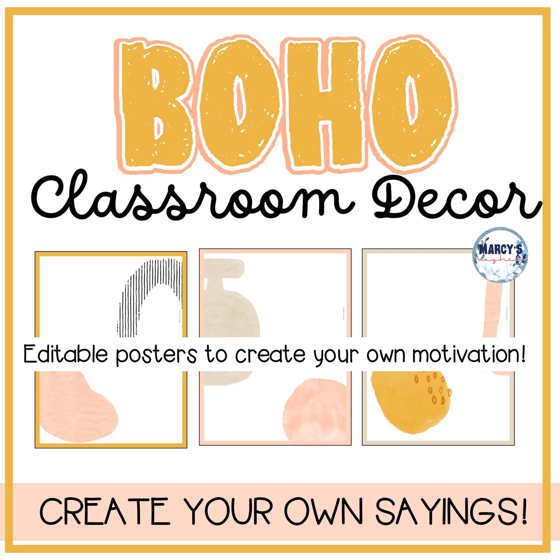 Boho Motivational Quotes Posters, Motivational Bulletin Board ...