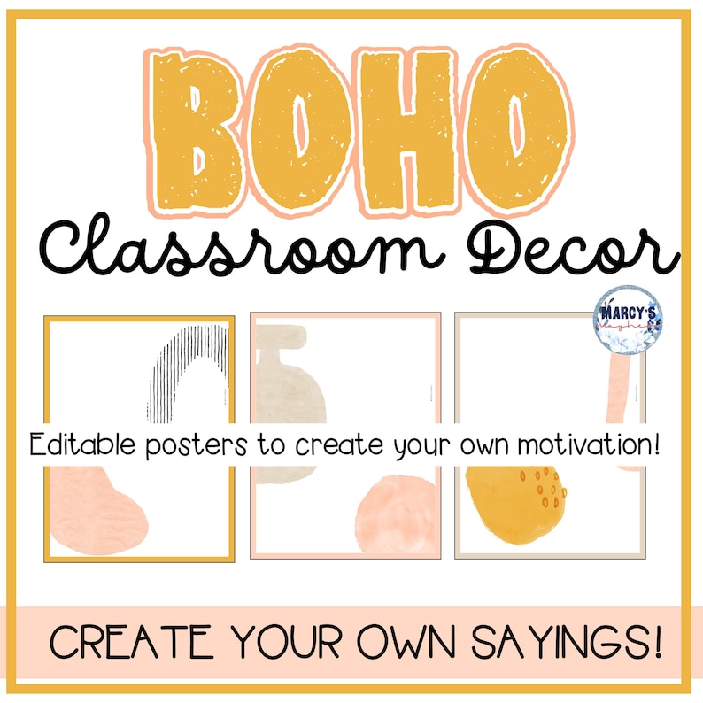 Boho Motivational Quotes Posters, Motivational Bulletin Board ...