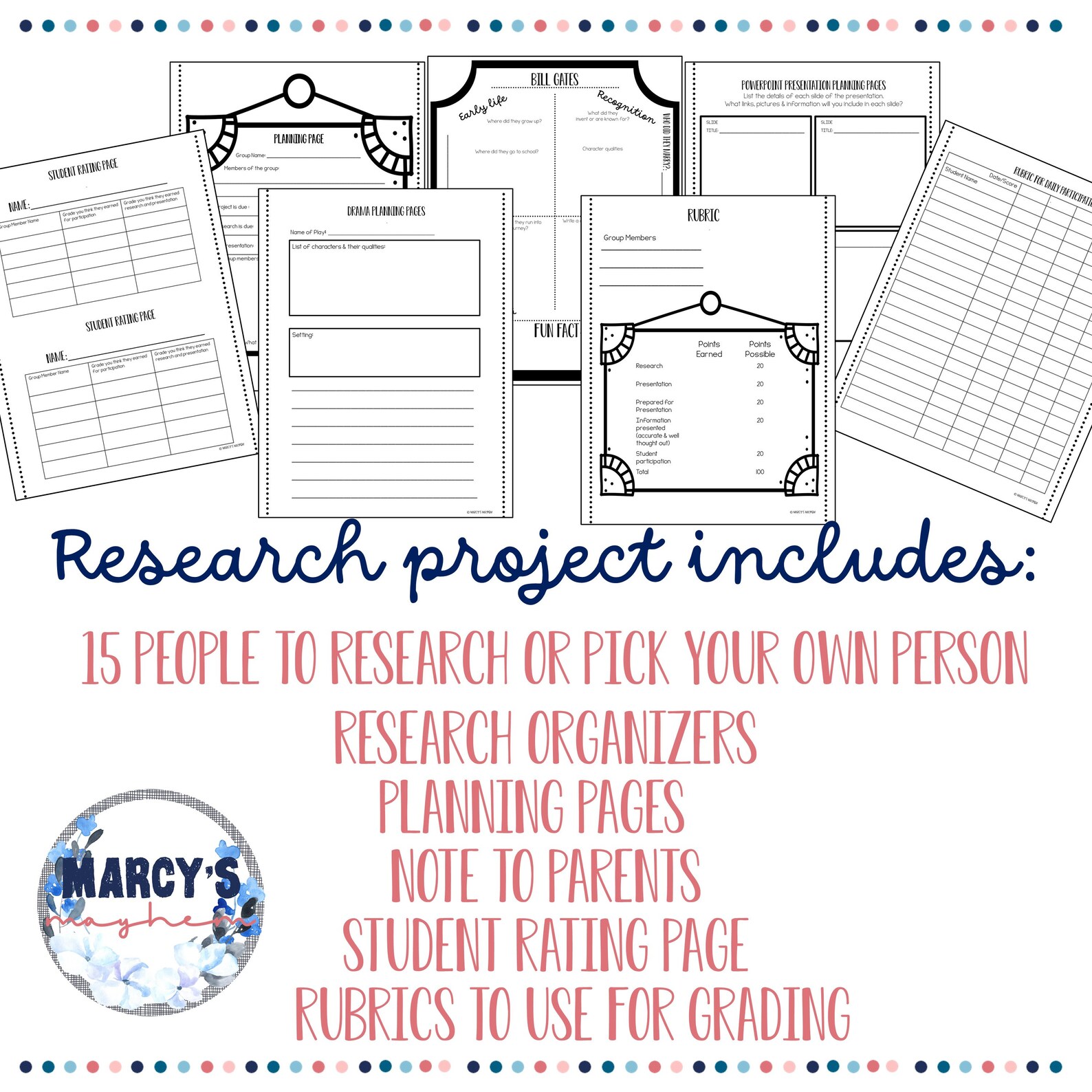 Famous Person 20th Century Research Project for 4th & 5th Grade ...
