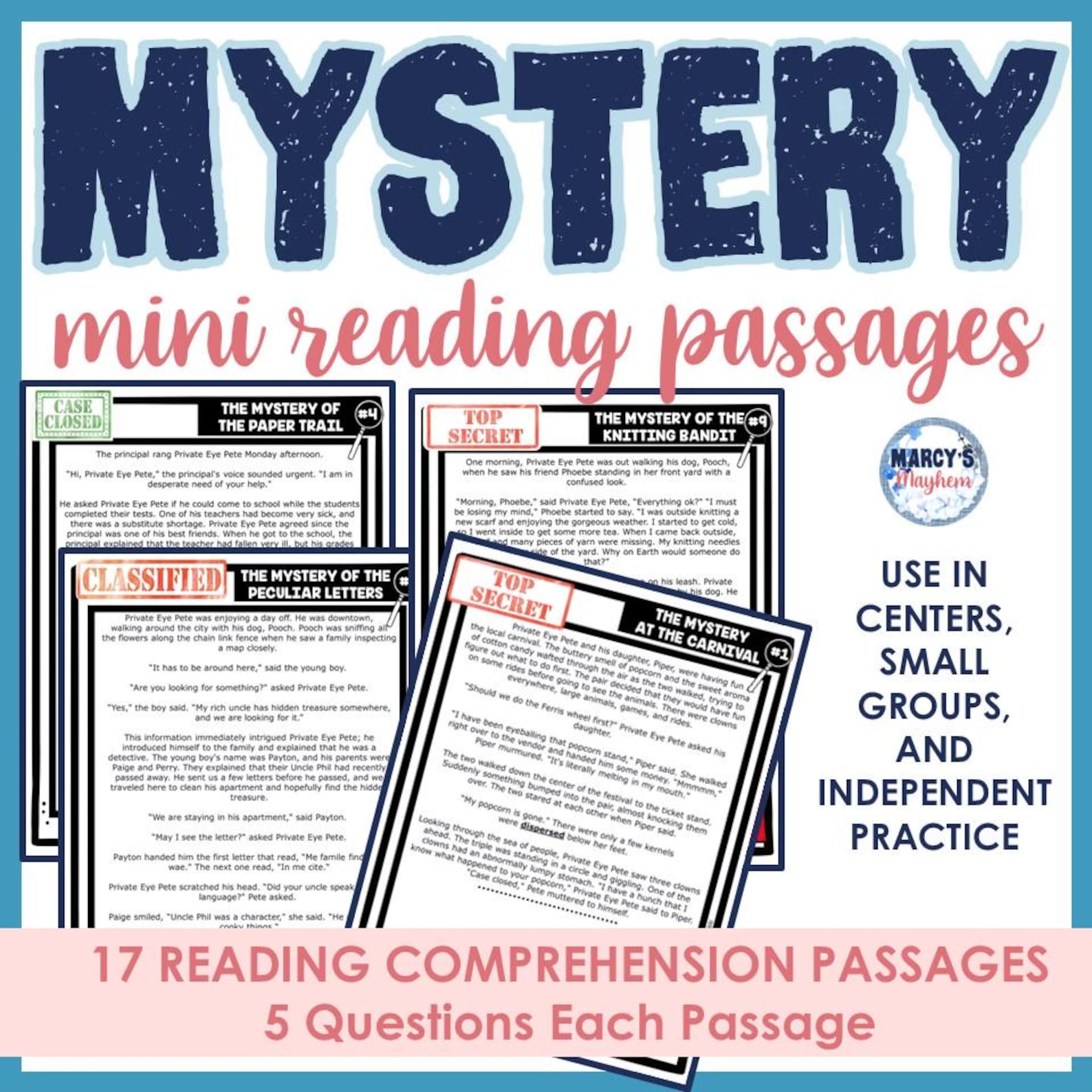 Mysteries Reading Comprehension Passages Practice Short Stories With ...