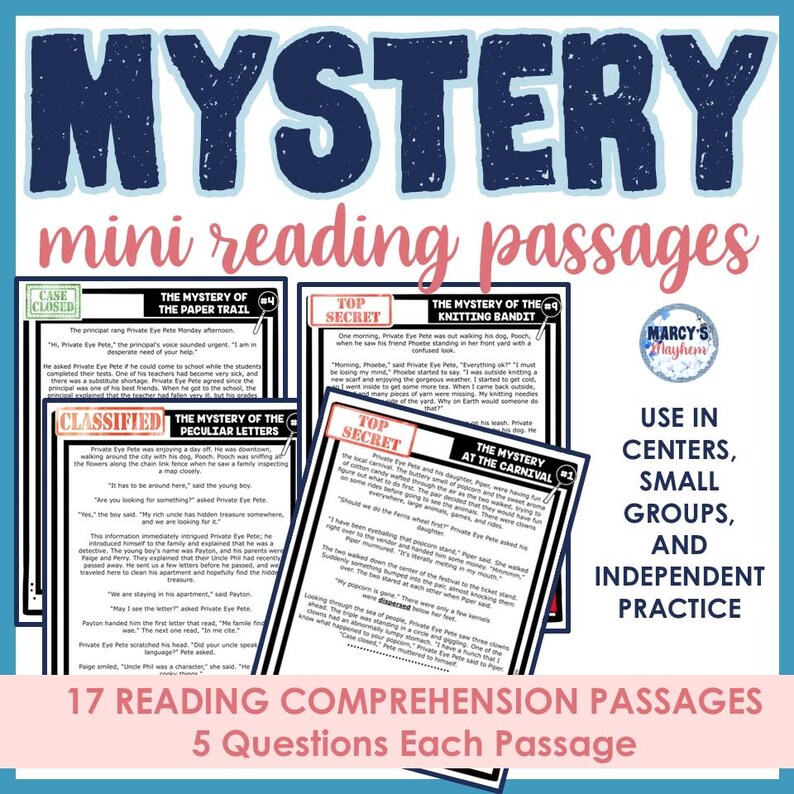 Mysteries Reading Comprehension Passages Practice Short Stories With ...