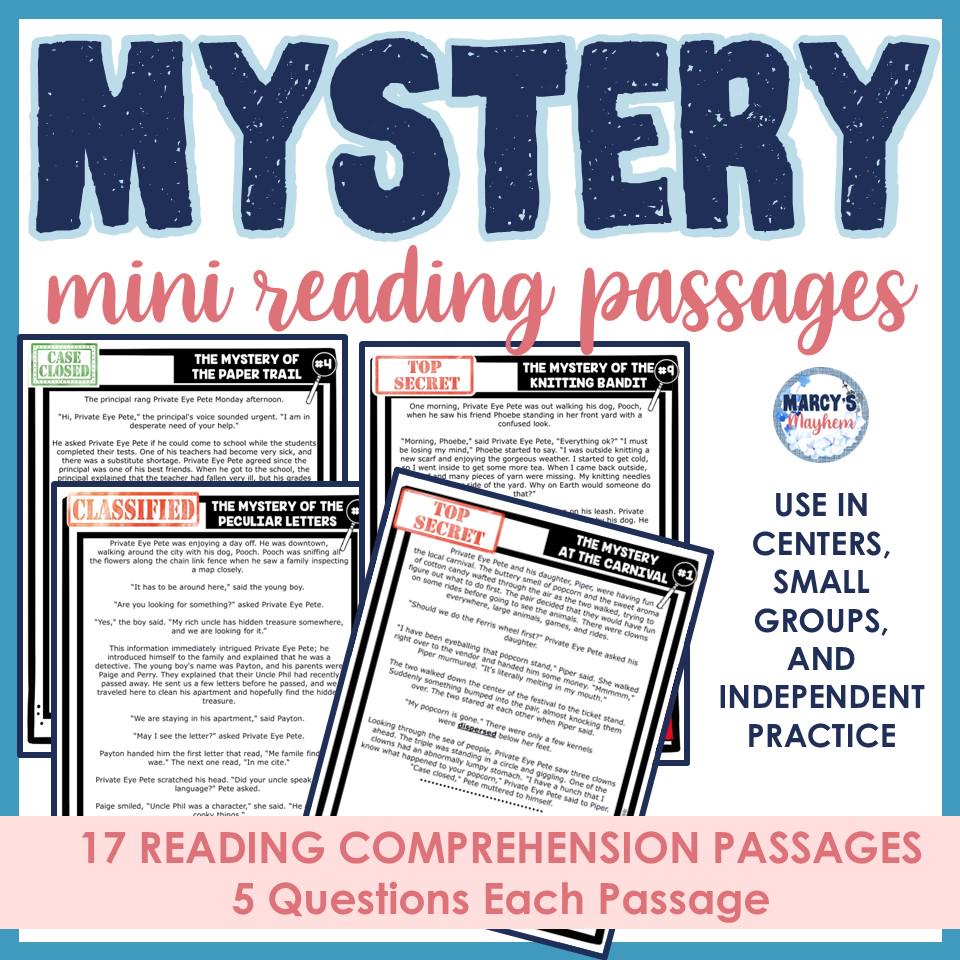 Mysteries Reading Comprehension Passages Practice Short Stories With ...