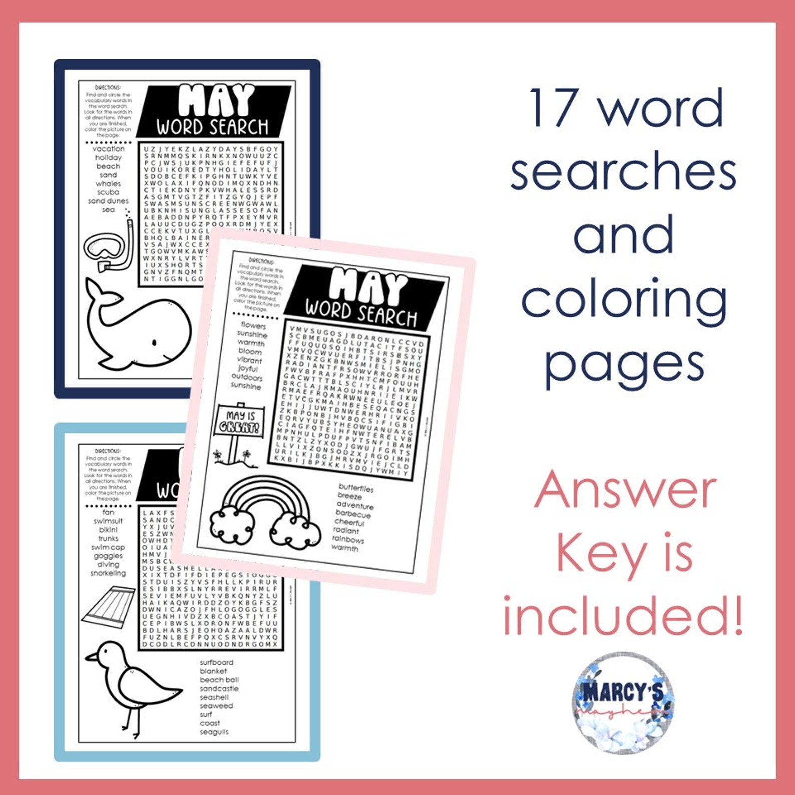 May Coloring Pages for Kids Printable Coloring Sheets May Word Search ...