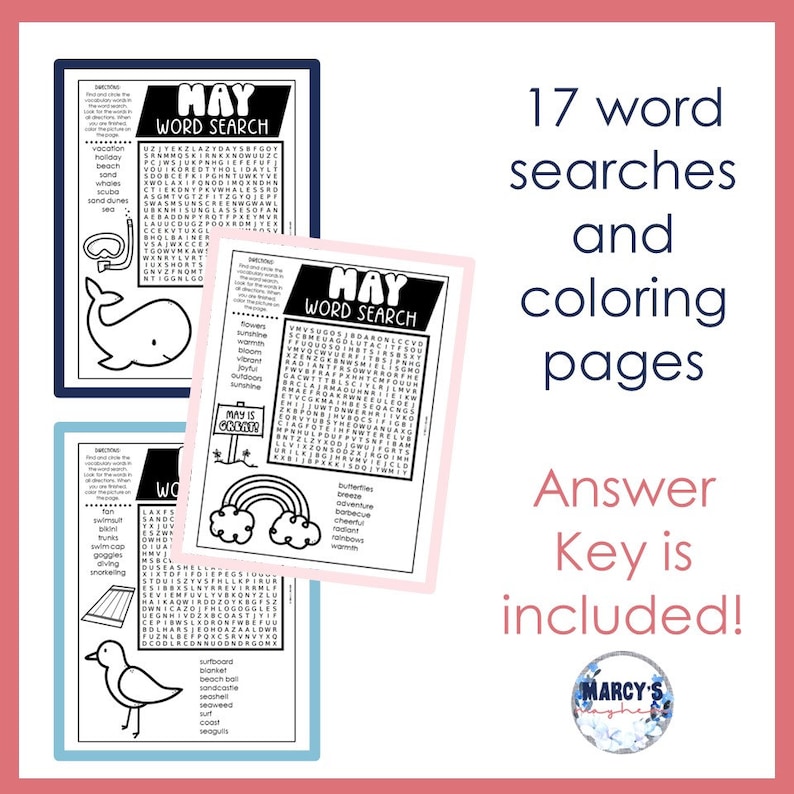 May Coloring Pages for Kids Printable Coloring Sheets May Word Search ...