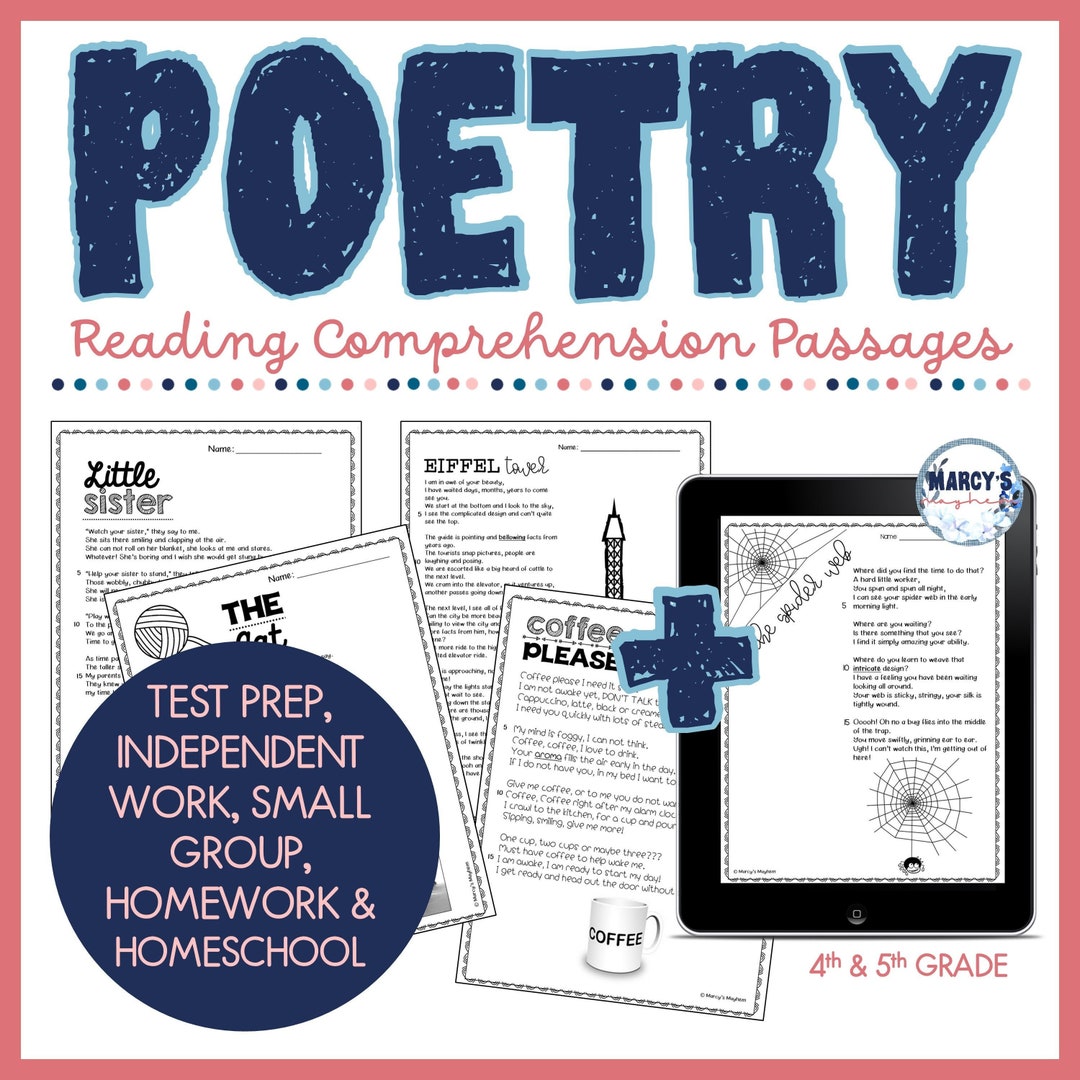Elements of Poetry Reading Comprehension Passages 4th & 5th Ela Test ...