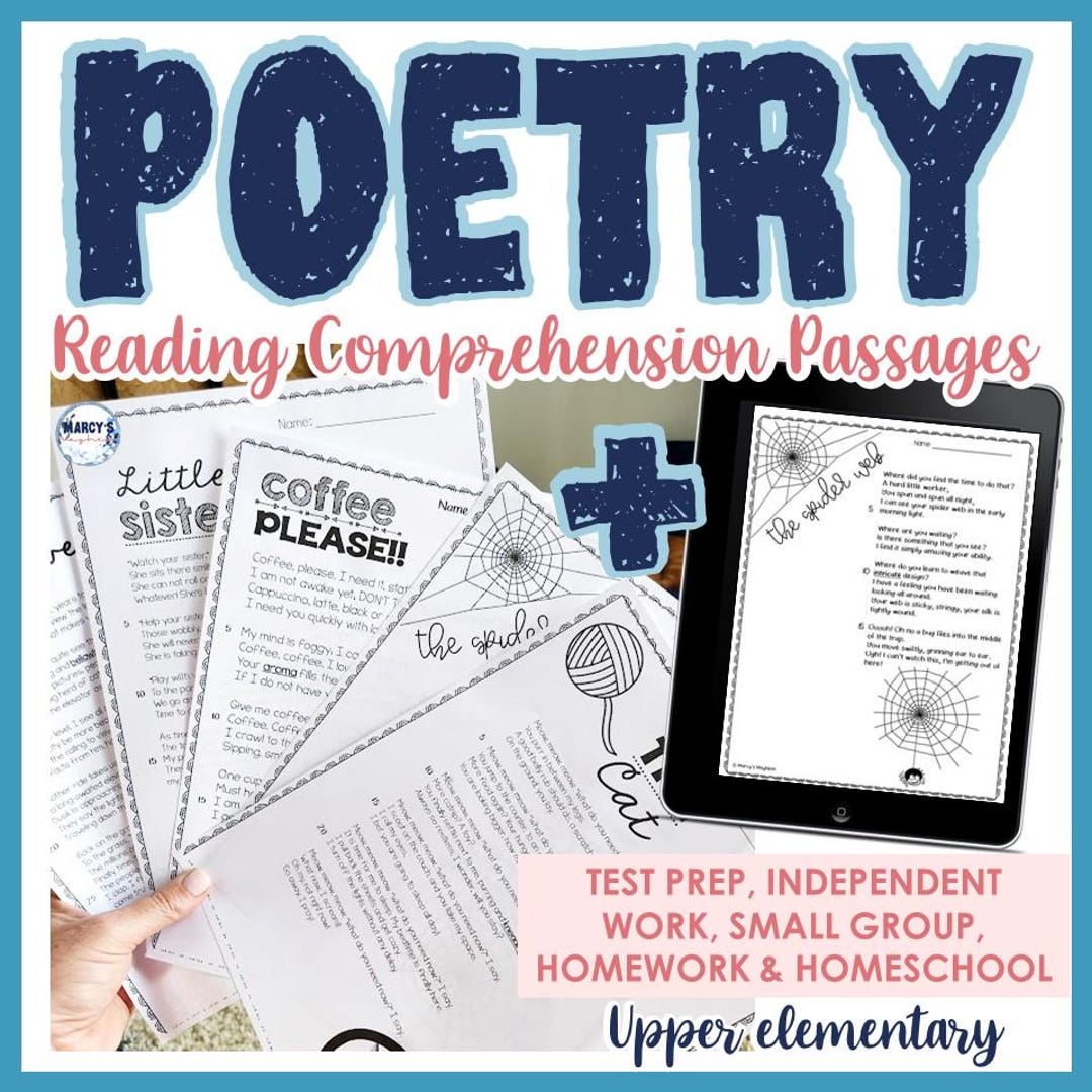Poetry Reading Comprehension Passages 4th Grade 5th Grade, Poetry Print ...