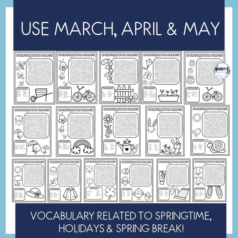 Word Search Printables for Kids, Homeschool Printable, March Worksheets ...