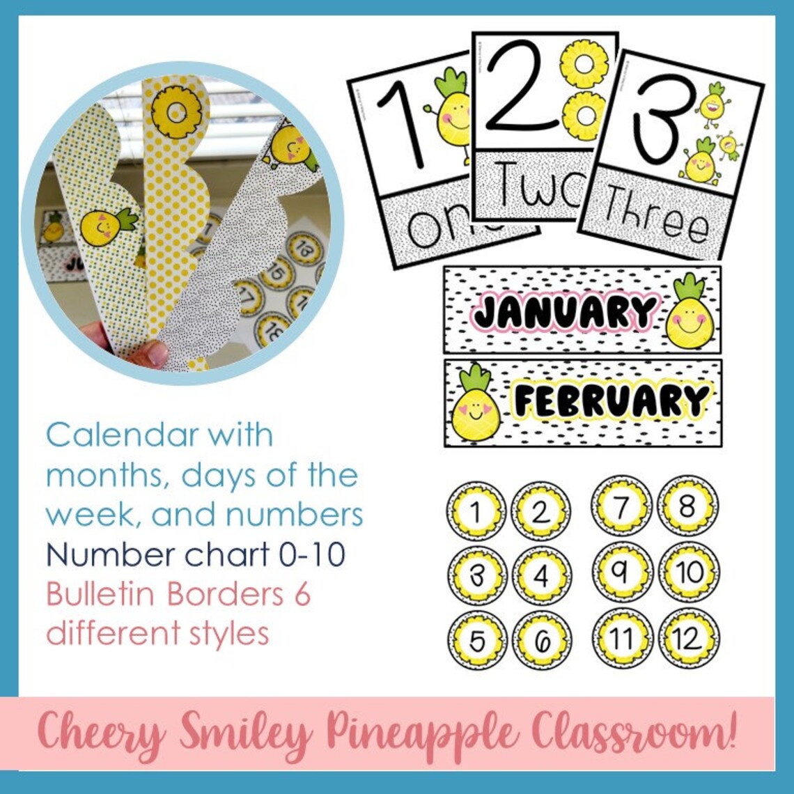 Pineapple Smiley Face Classroom Decor Smiley Face Bulletin Board and ...