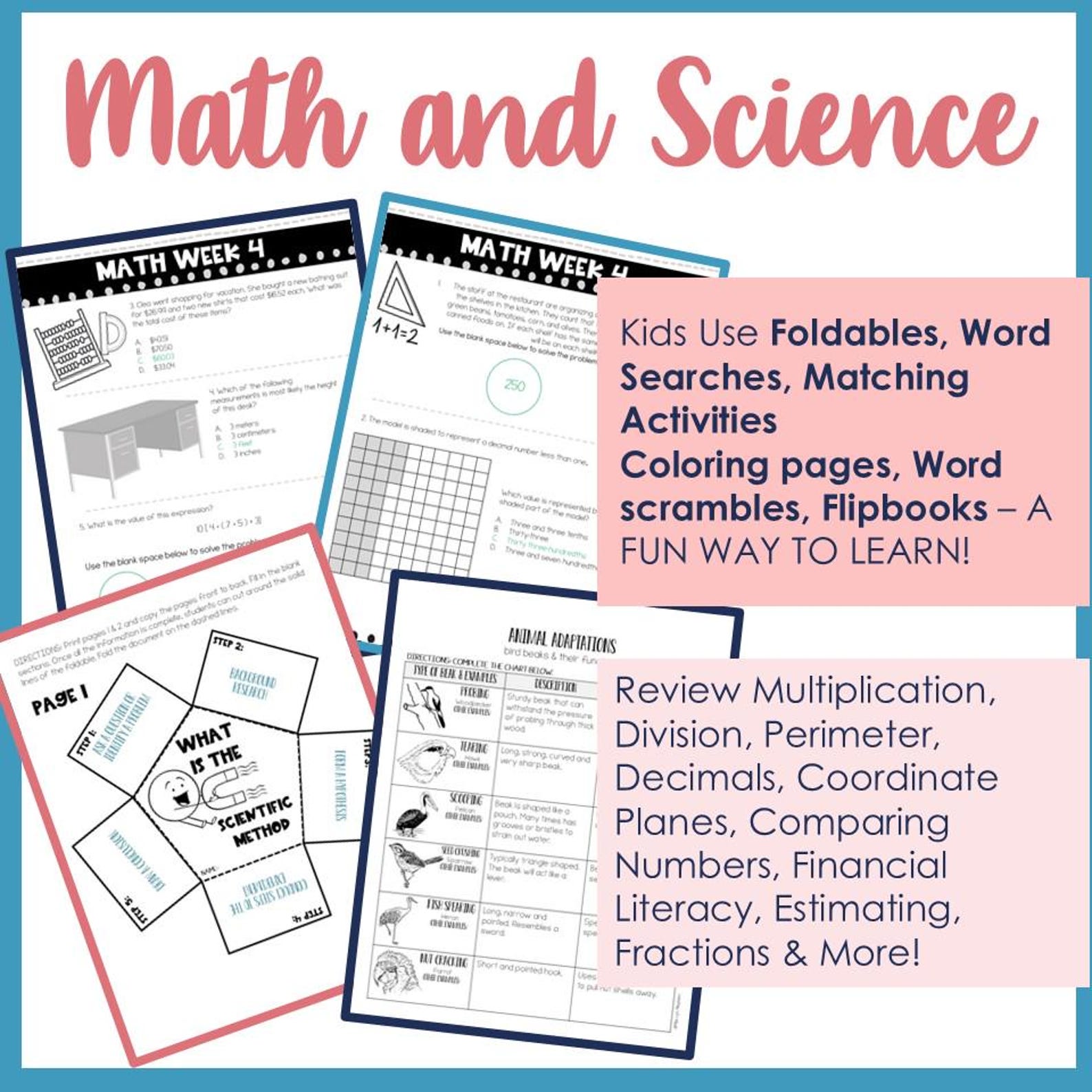 Fun Summer School Activities 4th 5th Grade Summer Review Packet Math ...
