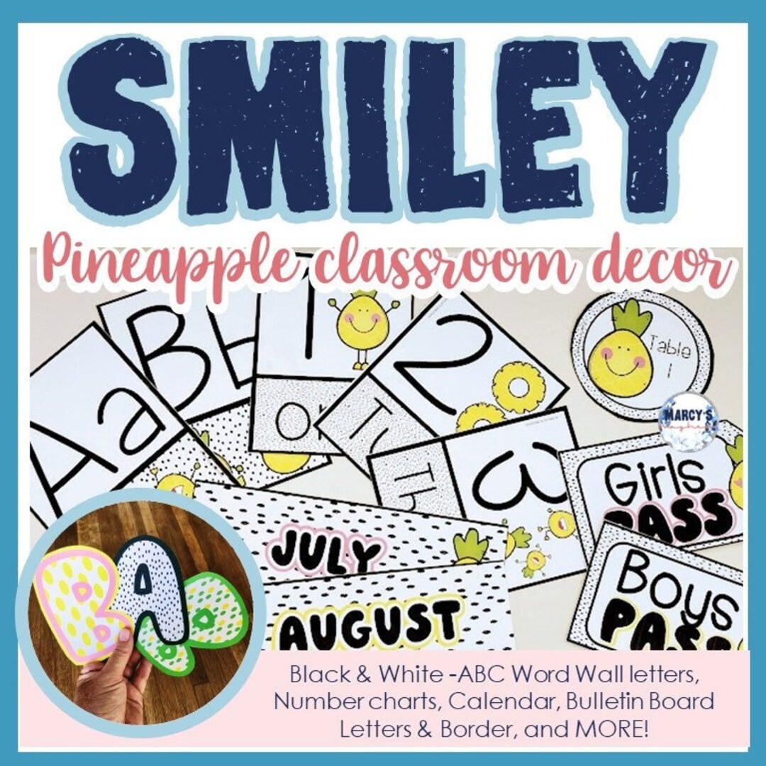 Pineapple Smiley Face Classroom Decor Smiley Face Bulletin Board and ...
