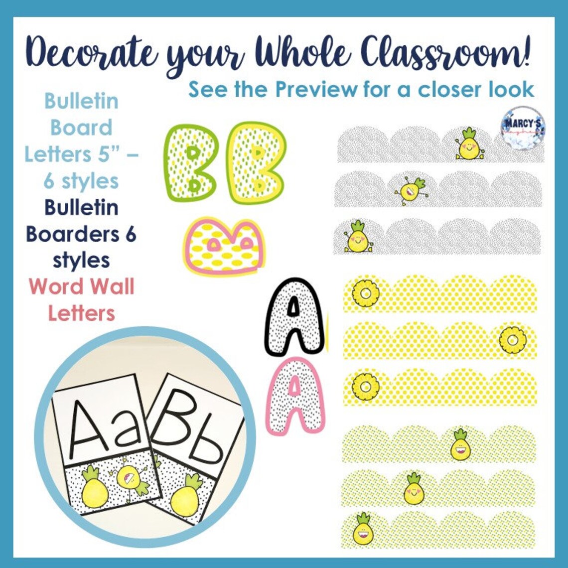 Pineapple Smiley Face Classroom Decor Smiley Face Bulletin Board and ...