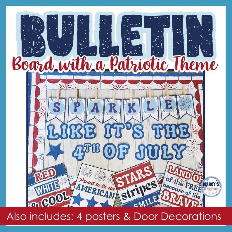 4th of July Bulletin Board Kit: Patriotic Classroom Decor (digital ...