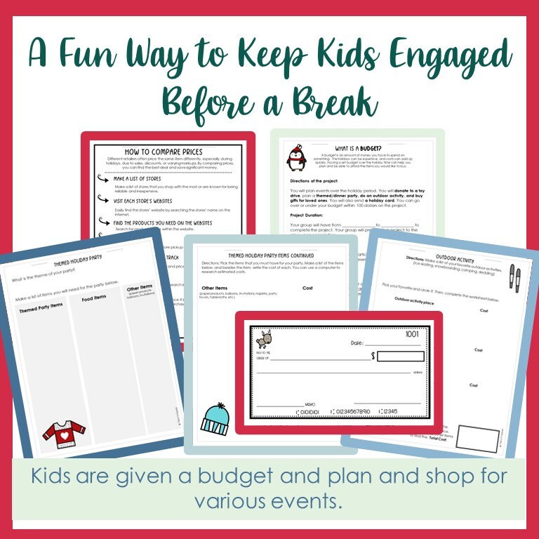 Christmas Winter Project Budgeting Money 4th 5th 6th 7th Grade ...