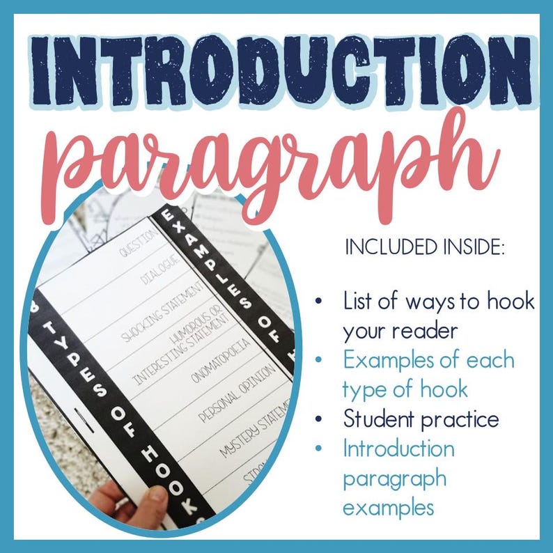 How to Write a Good Introduction Paragraph 4th 5th Grade, Hook Your ...