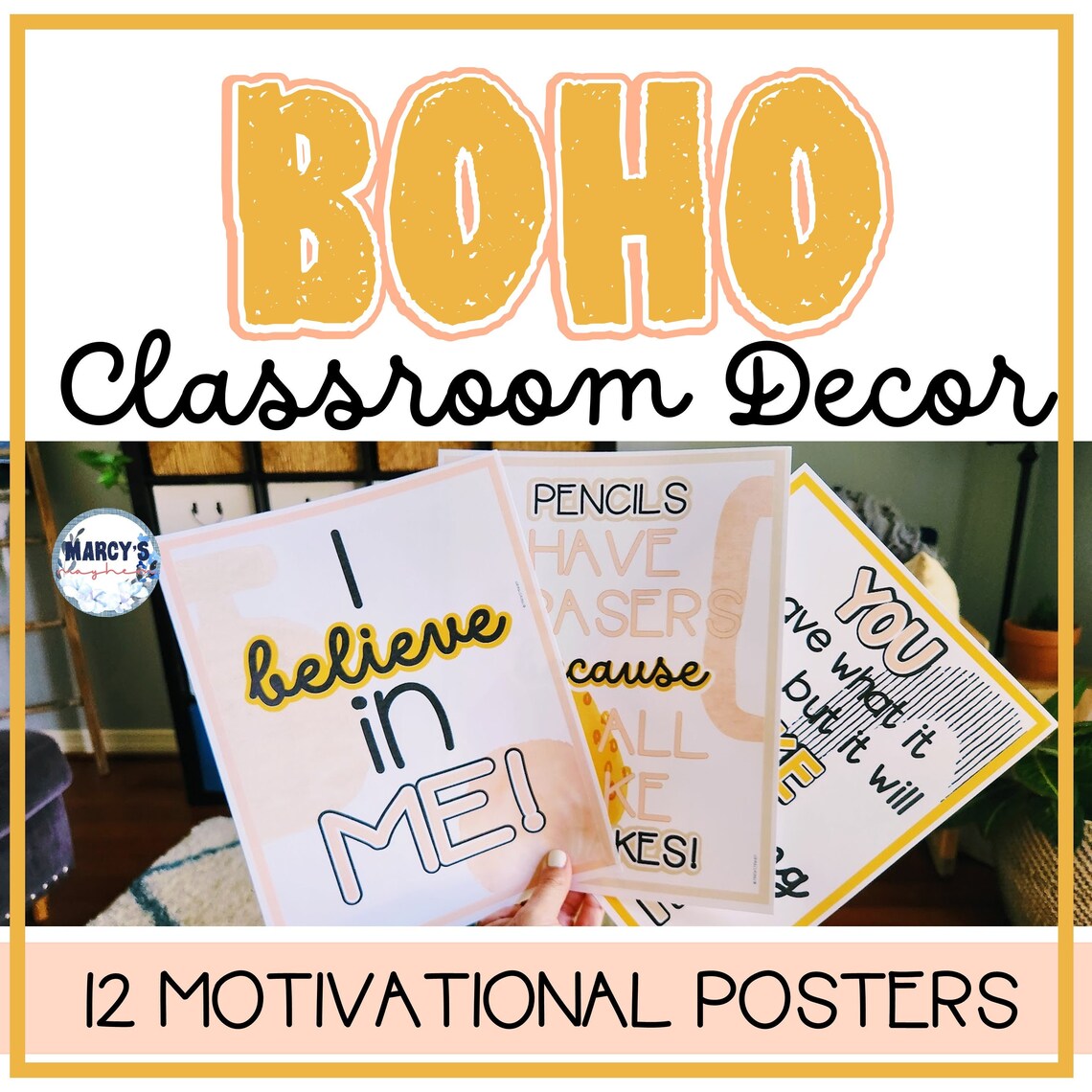 Boho Motivational Quotes Posters, Motivational Bulletin Board ...