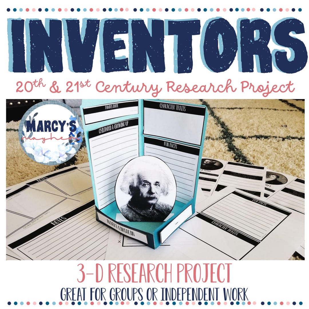 Famous People Research Project Template File Folder Game Social Studies ...