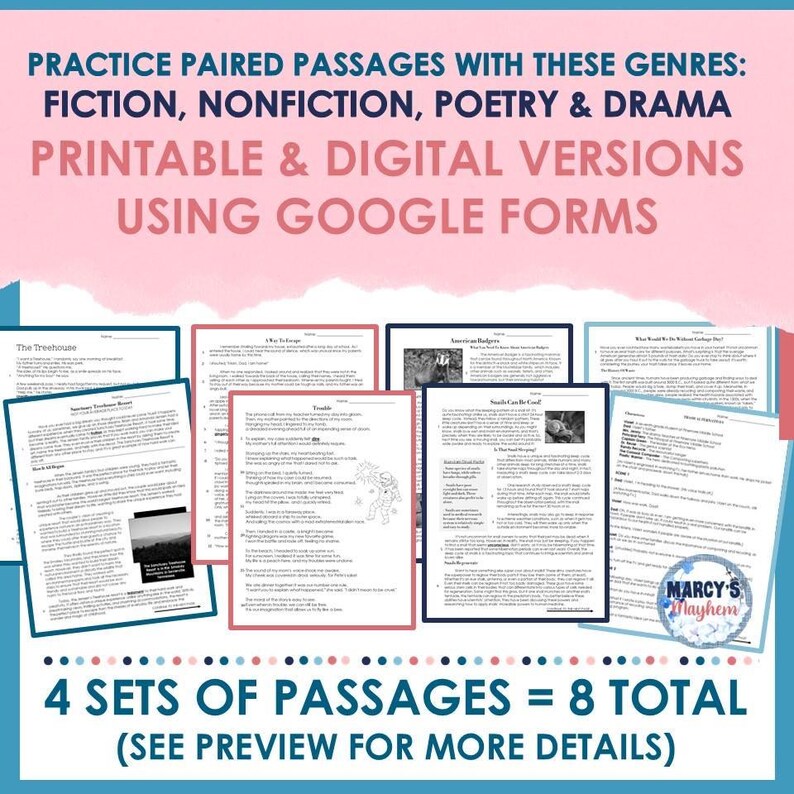 Middle School Reading Comprehension Passages: 6th-8th Grade ELA ...