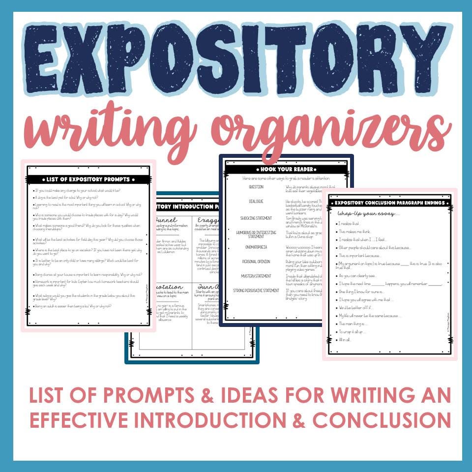 Expository Writing Graphic Organizers: Essay Prompts & Guides (PDF) - Etsy