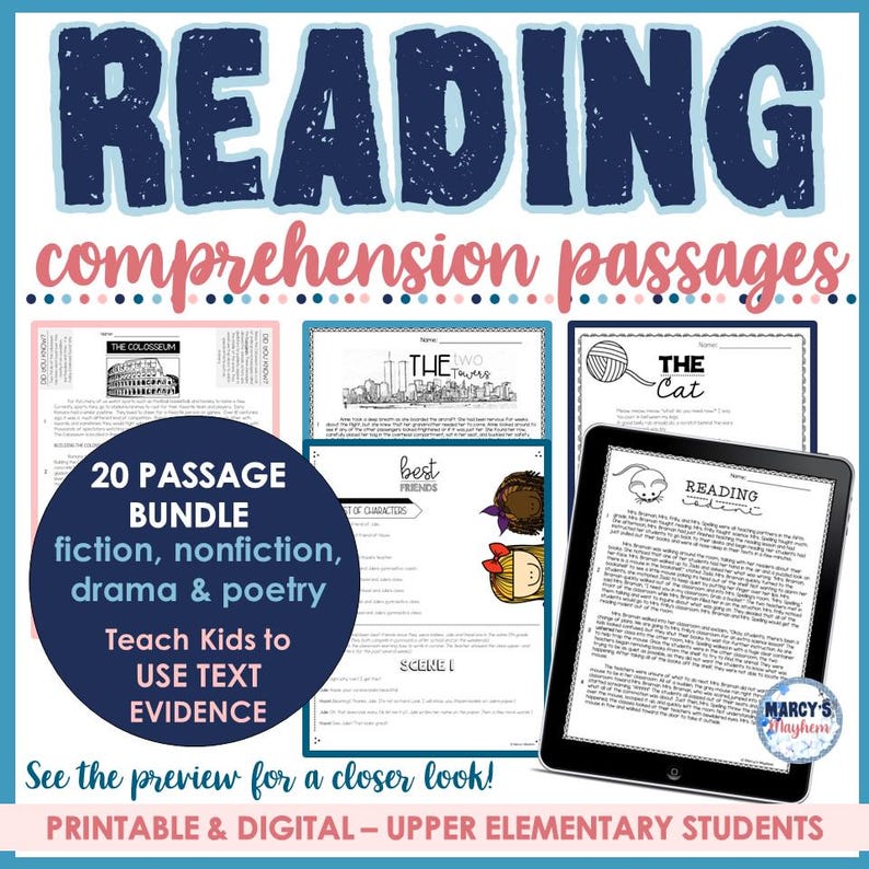 Reading Comprehension Passages Worksheet 4th 5th Grade, Reading ...