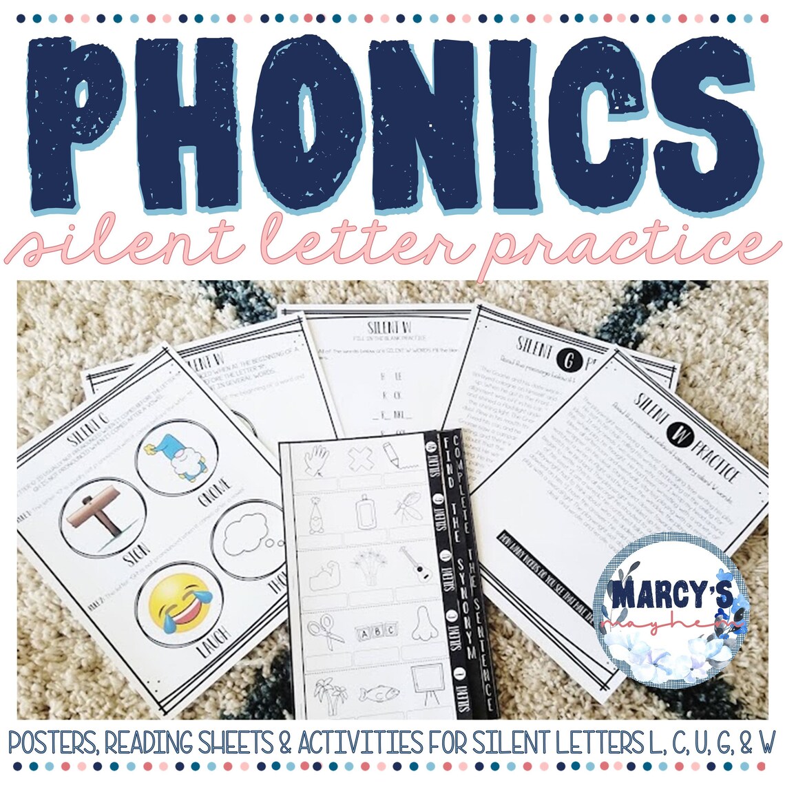 Phonics Silent Letters L C U G W Worksheets Posters and Extra - Etsy