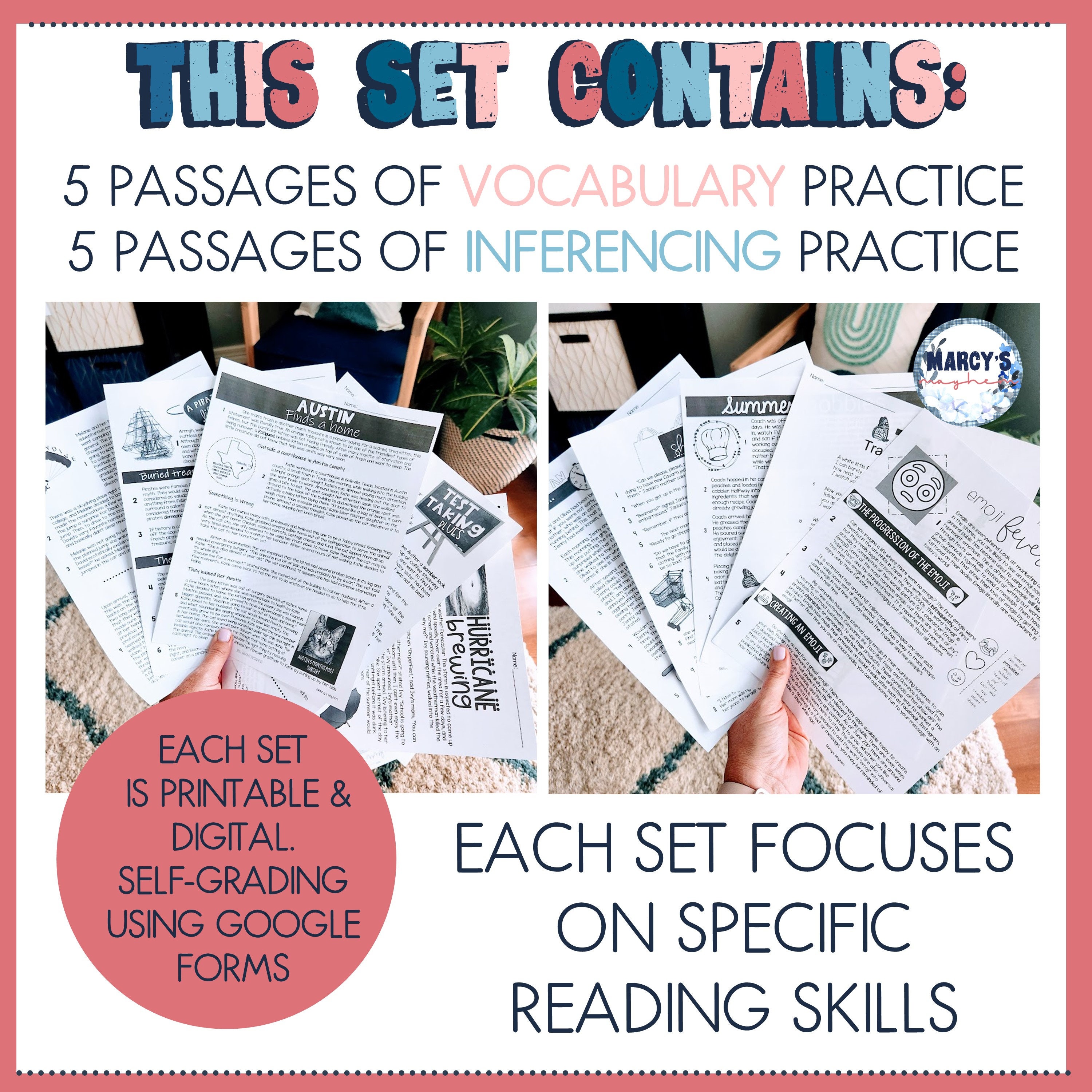 Reading Comprehension Worksheet Bundle 4th 5th-grade Vocabulary ...