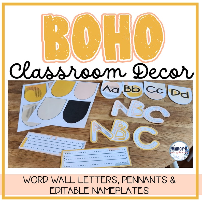 Neutral Boho Classroom Decor Modern & Calm Word Wall Letters - Etsy