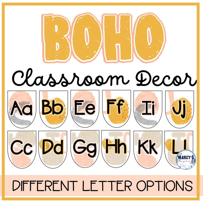 Neutral Boho Classroom Decor- Modern & Calm Word Wall Letters and Name ...
