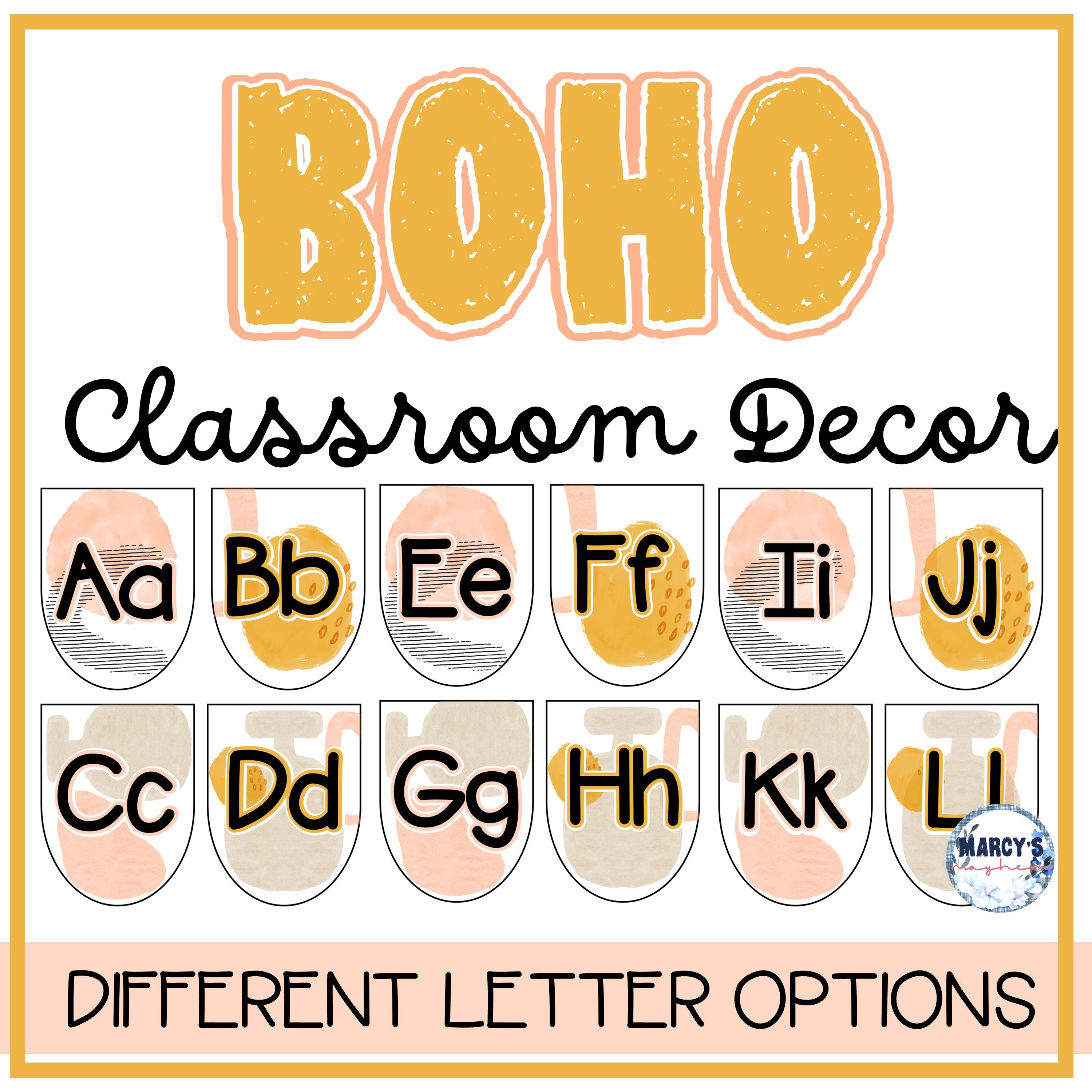 Neutral Boho Classroom Decor- Modern & Calm Word Wall Letters and Name ...