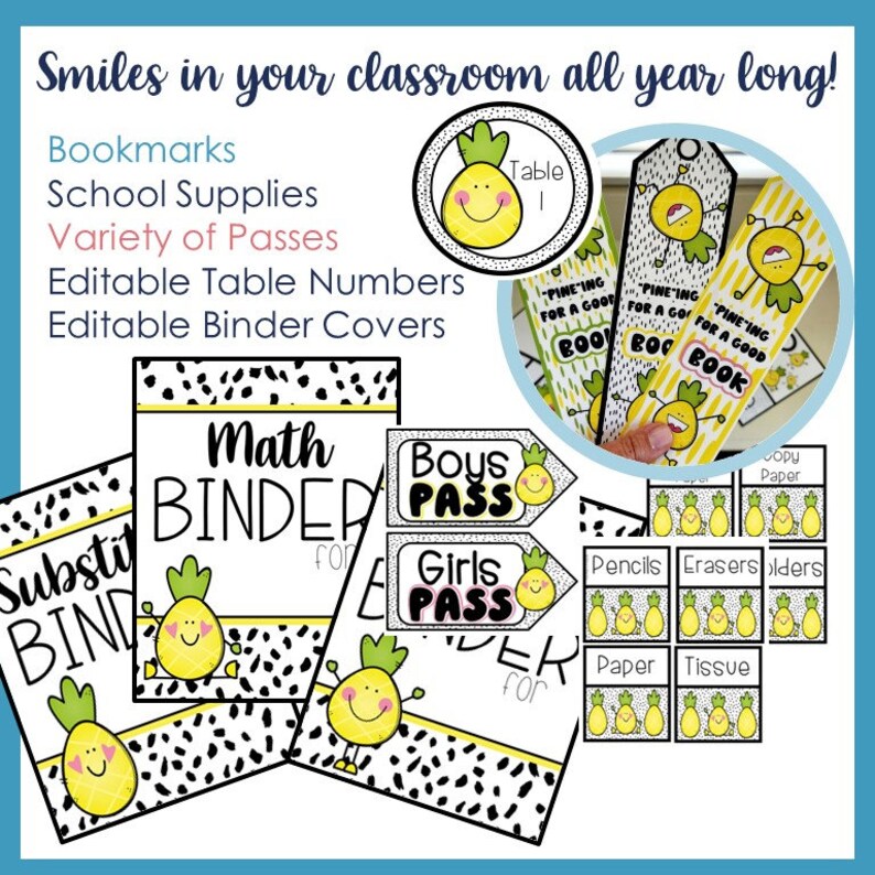 Pineapple Smiley Face Classroom Decor Smiley Face Bulletin Board and ...
