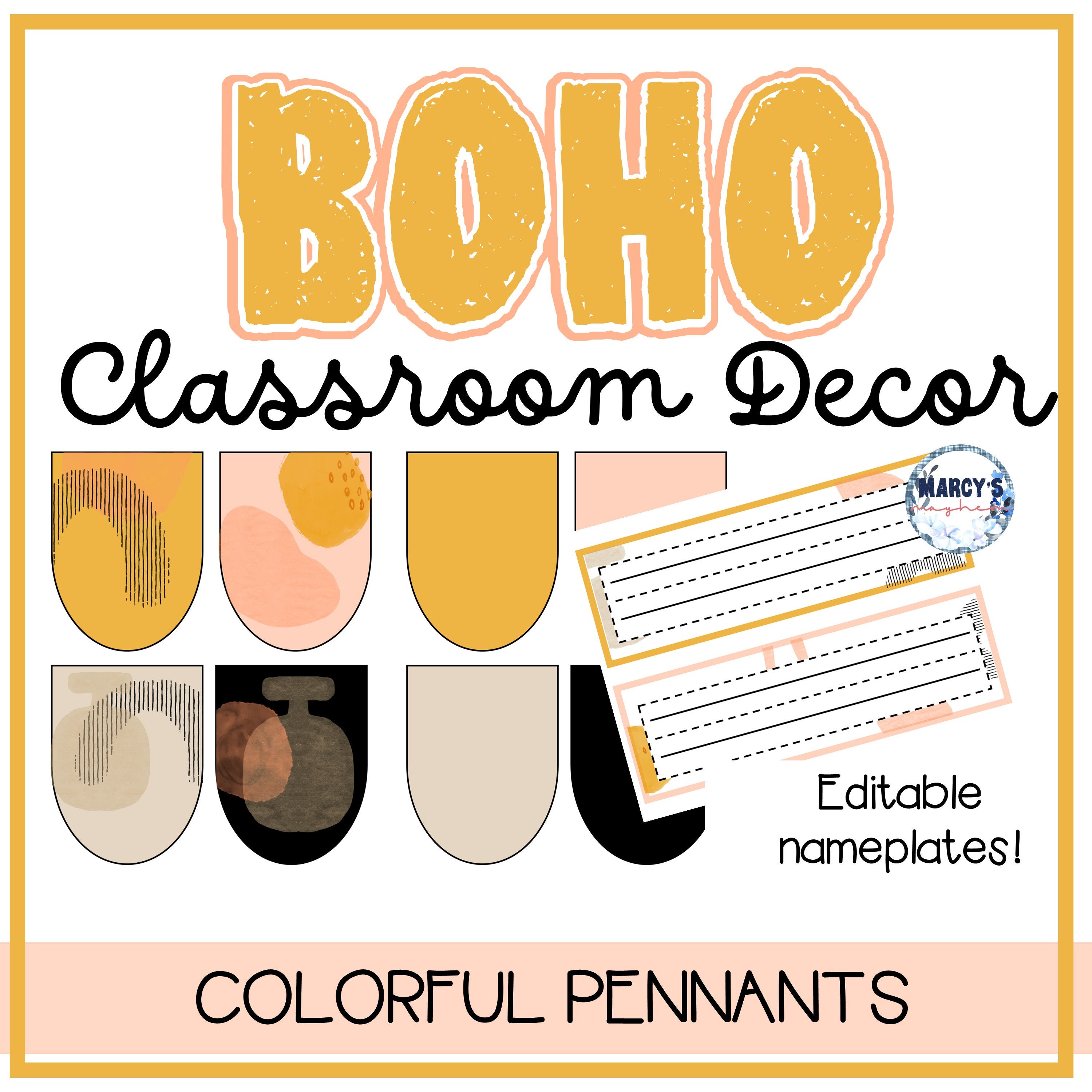 Neutral Boho Classroom Decor- Modern & Calm Word Wall Letters and Name ...