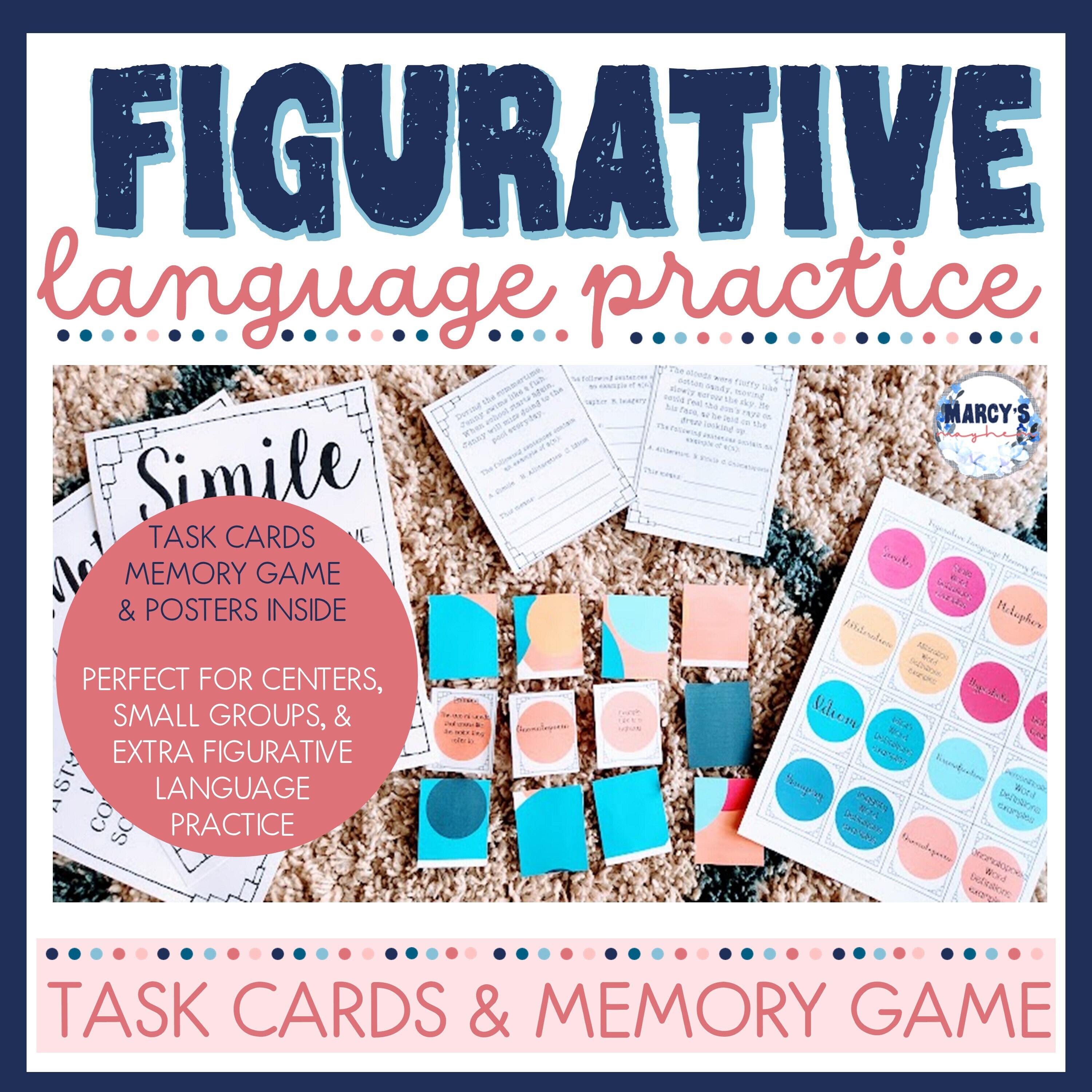 Figurative Language Posters, Task Cards, Memory Games, Small Group ...