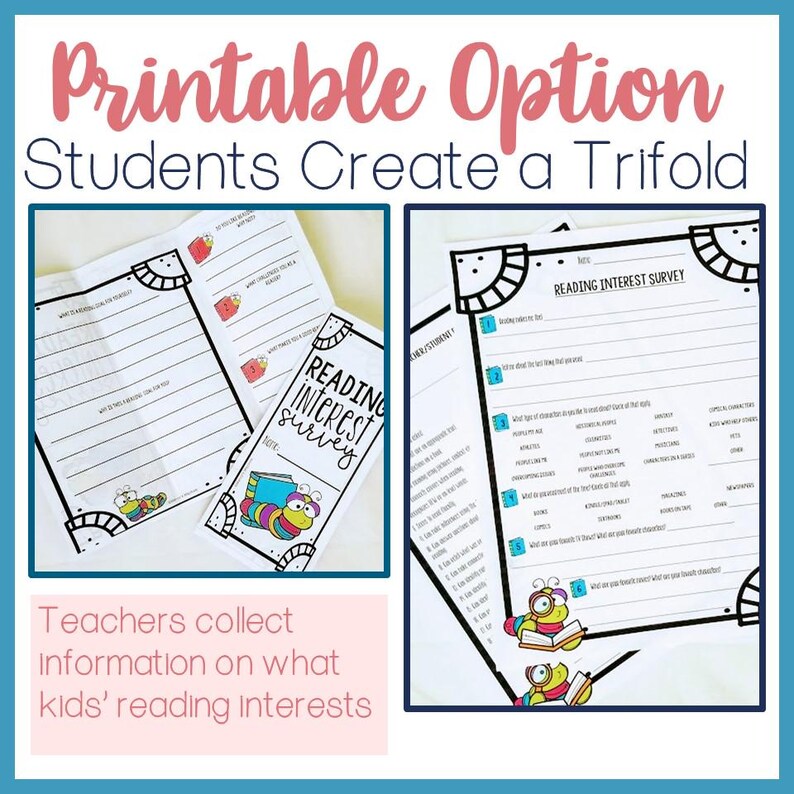 Reading Interest Inventory Elementary Survey- Back to School Worksheet ...
