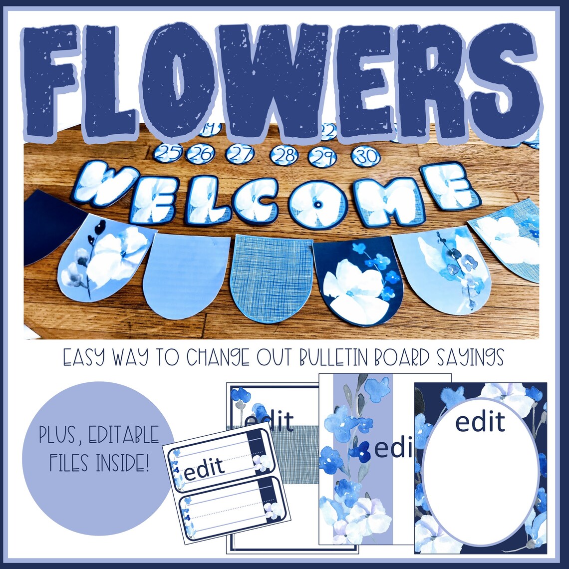 Pretty Blue and Navy Calm Classroom Decor With Calendar: Modern ...