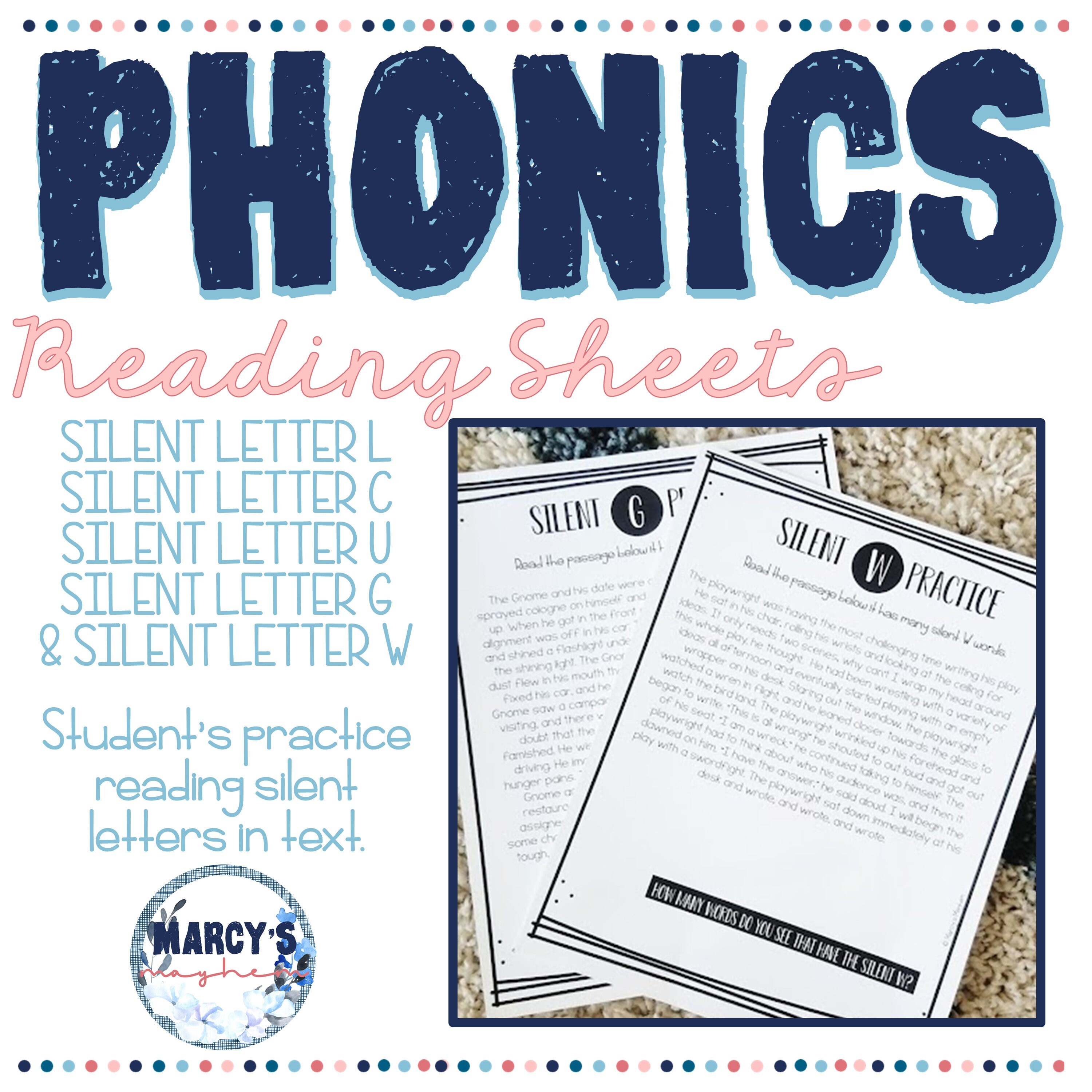 Phonics Silent Letters L C U G W Worksheets Posters and Extra - Etsy