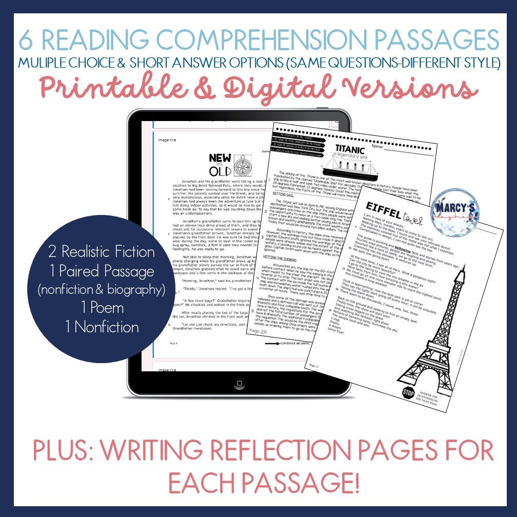 Reading Comprehension Assessments 7th & 8th, Critical Thinking Fluency ...