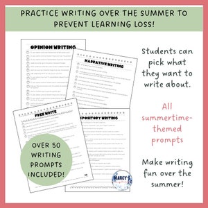 Summer Writing Prompts Journal for Kids, 3rd Grade, 4th Grade, and 5th ...