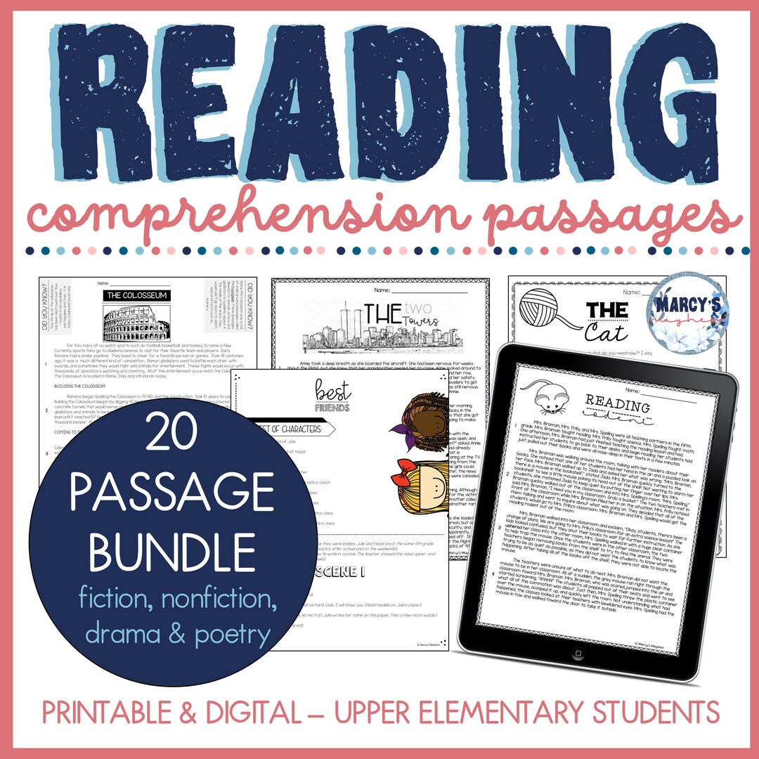 reading-comprehension-worksheet-4th-grade-5th-grade-etsy