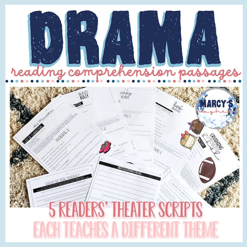 DRAMA Reading Comprehension Passages Digital, Printable Readers Theatre ...