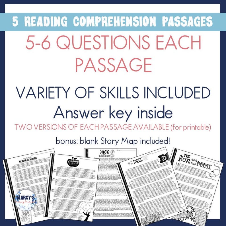 Fables, Myths, Folktales Reading Comprehension: Story Elements ...