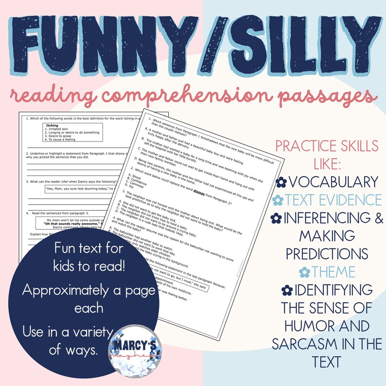 Funny Reading Comprehension Passages Practice 4th 5th Grade Silly ...