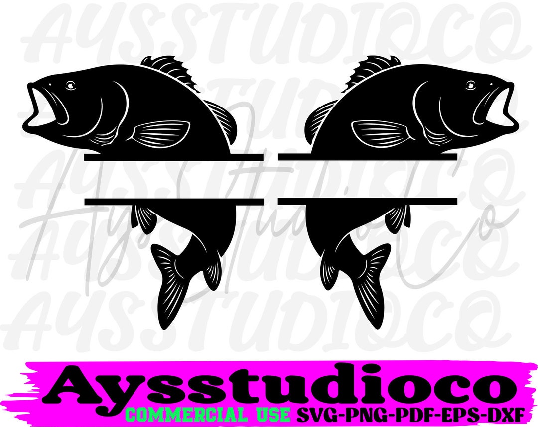 Bass Fisch svg, Fischmonogramm svg, Angeln svg-Dateien für Silhouette ...