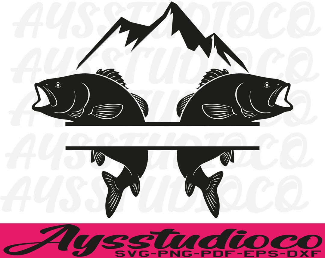 Bass Fish Svg Fish Monogram Svg Fishing Svg Files for - Etsy