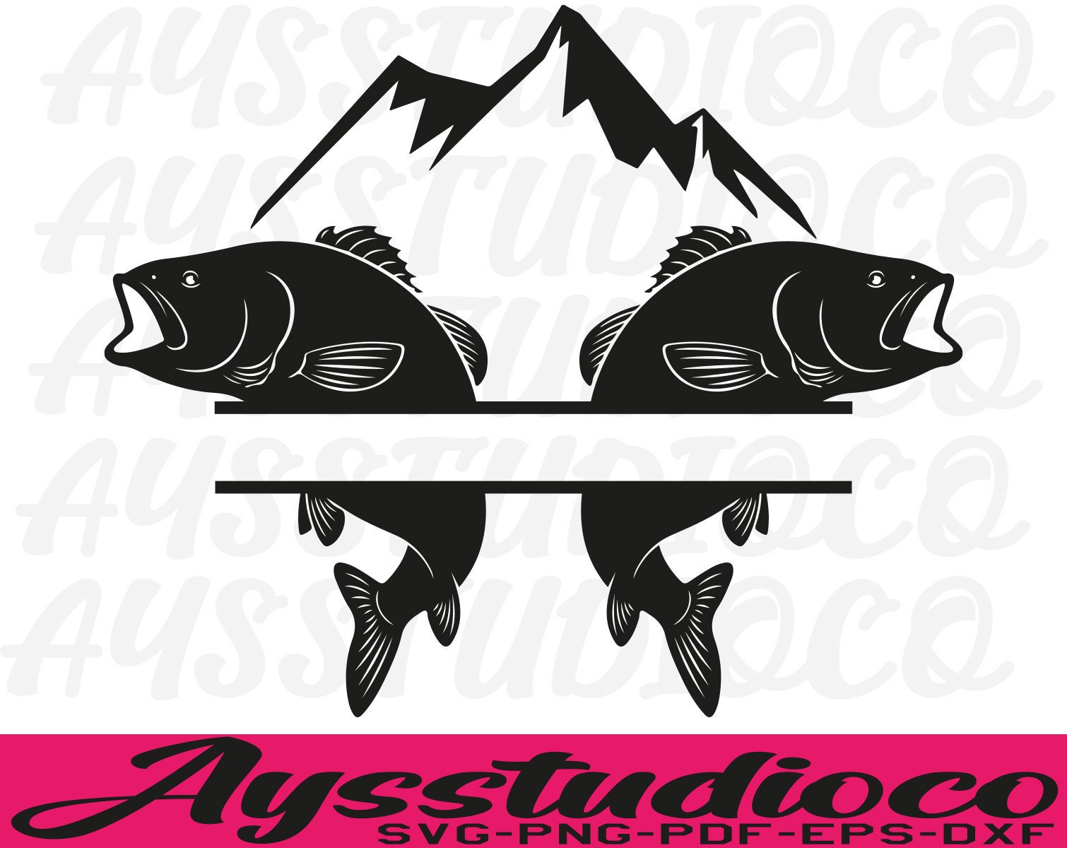 Bass Fish Svg Fish Monogram Svg Fishing Svg Files for - Etsy